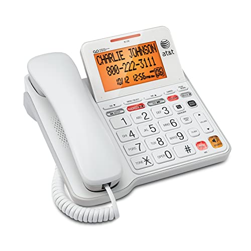 AT&T CL4940 Corded Standard Phone with Answering System and Backlit Display, White