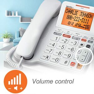 AT&T CL4940 Corded Standard Phone with Answering System and Backlit Display, White