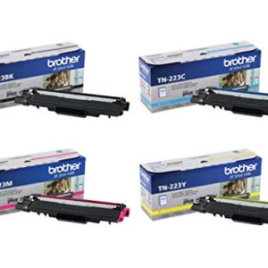 Brother Genuine TN223BK, TN223C, TN223M, TN223Y Standard Yield Black/Cyan/Magenta/Yellow Toner Cartridge Set, TN223