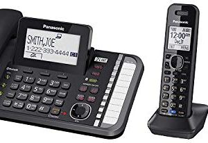 Panasonic 2-Line Corded/Cordless Phone System with 2 Handsets - Answering Machine, Link2Cell, 3-Way Conference, Call Block, Long Range DECT 6.0, Bluetooth - KX-TG9582B (Black)