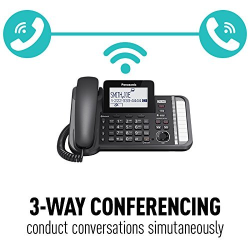 Panasonic 2-Line Corded/Cordless Phone System with 2 Handsets - Answering Machine, Link2Cell, 3-Way Conference, Call Block, Long Range DECT 6.0, Bluetooth - KX-TG9582B (Black)