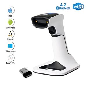 ScanAvenger Wireless Portable 1D&2D with Stand Bluetooth Barcode Scanner: Hand Scanners 3-in-1 Vibration, Cordless, Rechargeable Scan Gun for Inventory - USB Bar Code/QR Reader (with Next Gen Stand)