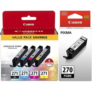 canon pgi-270 pigment black ink tank + canon cli-271 cmyk ink tank 4-pack