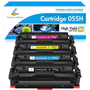 true image compatible toner cartridge replacement for canon 055h 055 high capacity canon color imageclass mf743cdw mf741cdw mf746cdw mf743 printer toner with chip (black cyan magenta yellow, 4-pack)