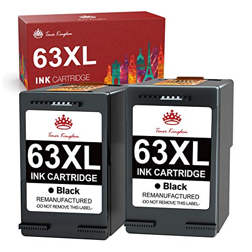 Toner Kingdom Remanufactured Ink Cartridge Replacement for HP 63XL Black Ink Cartridge for HP Officejet 3830 4650 5255 3832 Envy 4520 4512 4516 Deskjet 1112 3630 3634 3639 2132 Ink Printer (2 Black)