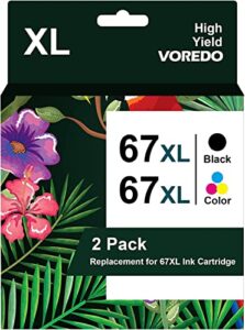 67xl ink cartridges black/color combo pack for hp 67xl 67 xl for deskjet 2723e 2724 2725 2732 2742e 2752e 2755 4130e 4155e 4158e envy 6032e 6034e 6050e 6432e 6452e 6455e (2 pack), remanufactured