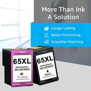 Palmtree Remanufactured HP 65 Ink Cartridges Black Color Combo Pack Replacement for HP 65XL 65 XL for HP Envy 5055 Ink Cartridges 5052 5058 DeskJet 3755 2655 2652 3752 3700 Printer (1 Black, 1 Color)