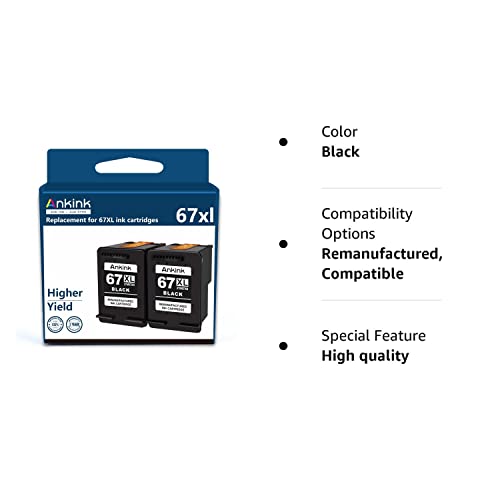 Ankink HP67 67XL Ink Cartridge HP 67 XL Black Combo Deskjet 2700 2700e 2752 2752e 2742e 2755 2755e 4100 4100e 4152e 4155 4155e Envy 6000 6055e 6055 6400 6458 6458e 6452 6455 6455e Printer HP67XL Blk