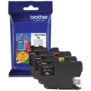 brother printer lc30173pk high yield xl 3 pack ink cartridges- 1 ea: cyan/magenta/yellow ink