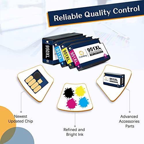 ColorKing Remanufactured Ink Cartridge Replacement for HP 950 XL 950XL 951 XL 951XL to use with OfficeJet Pro 8600 8610 8615 8620 8625 8630 8100 276dw 251dw Printer (4 High Yield Combo Pack)