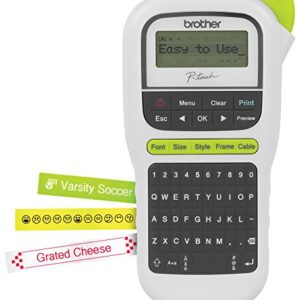 Brother P-Touch, PTH110, Easy Portable Label Maker, Lightweight, Qwerty Keyboard, One-Touch Keys, White