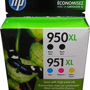 HP 951Xl / 950Xl (F6v12fn) Ink Cartridges (Cyan Magenta Yellow Black) 5-Pack in Retail Packaging