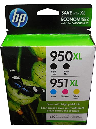 HP 951Xl / 950Xl (F6v12fn) Ink Cartridges (Cyan Magenta Yellow Black) 5-Pack in Retail Packaging