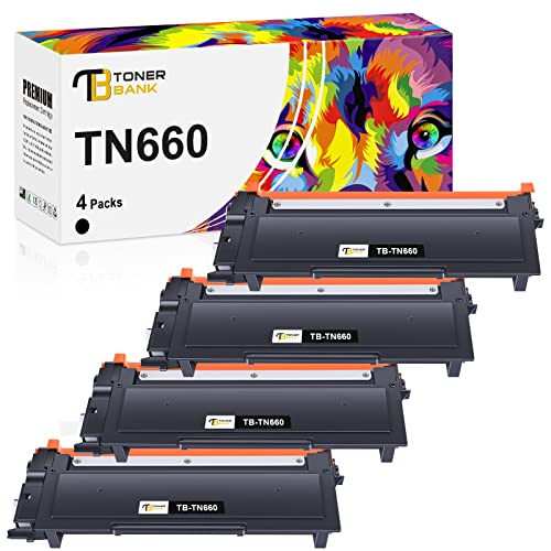 Toner Bank Compatible Toner Cartridge Replacement for Brother TN660 TN630 TN 660 630 TN-660 TN-630 HL-L2380DW MFC-L2700DW HL-L2300D HL-L2320D HL-L2340DW L2540DW Printer High Yield Ink (Black, 4-Pack)