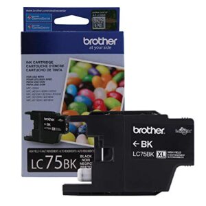 brother genuine high yield black ink cartridge, lc75bk, replacement black ink, page yield up to 600 pages, lc75