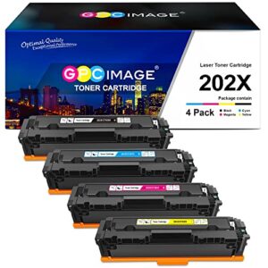 gpc image compatible toner cartridge replacement for hp 202x 202a cf500x cf500a compatible with laserjet pro mfp m281fdw m254dw m281cdw m281 printer (black, cyan, magenta, yellow)