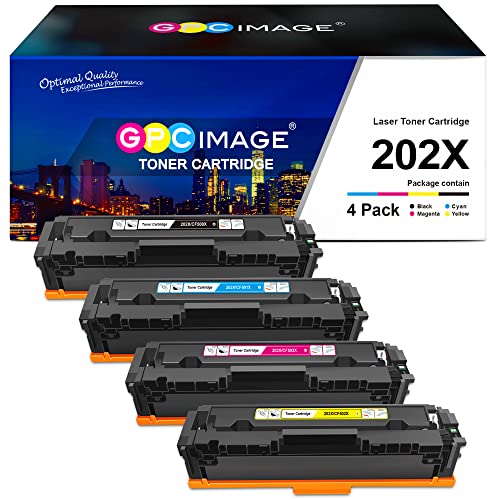 GPC Image Compatible Toner Cartridge Replacement for HP 202X 202A CF500X CF500A Compatible with Laserjet Pro MFP M281fdw M254dw M281cdw M281 Printer (Black, Cyan, Magenta, Yellow)