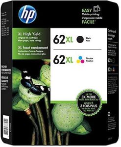 hp 62xl printer ink cartridges black & color combo