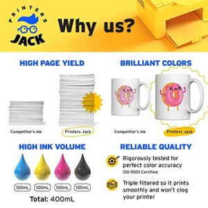 Printers Jack Sublimation Ink Refill for Epson EcoTank Supertank Printers ET-2720 ET-2760 ET-2750 ET-4700 ET-3760 400ml/Anti-UV/Upgrade Version/ICC Free