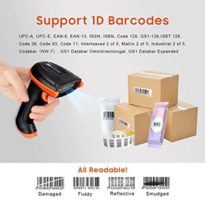 Tera Barcode Scanner Wireless 1D Laser Cordless Barcode Reader with Battery Level Indicator, Versatile 2 in 1 2.4Ghz Wireless and USB 2.0 Wired