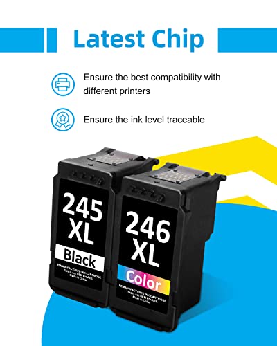 Aroil 245XL 246XL Combo Pack Replacement Printer Ink for Canon Ink Cartridges 245 and 246 for Canon Pixma TR4500 TS3322 TS3122 TR4522 TR4500 MG2522 MX490 MX492 TS3300 TS3320 TS3100 MG2500 (2 Pack)