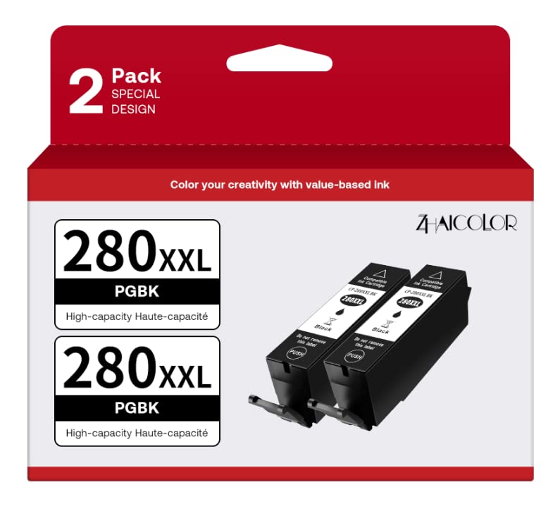 PGI-280 XXL Compatible Ink Cartridge Replacement for Canon 280 pgbk XXL High Yield Use to PIXMA TR7520 TR8520 TS6120 TS6220 TS8120 TS8220 TS9120 TS9520 TS9521C Printer (2 Large PGBK)