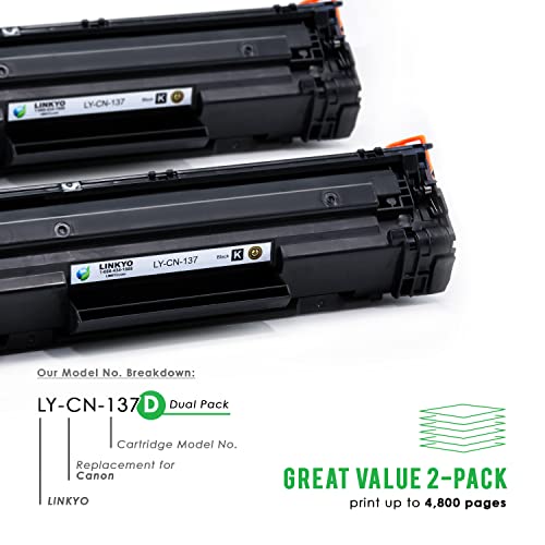 LINKYO Compatible Toner Cartridge Replacement for Canon 137 9435B001AA (Black, 2-Pack)