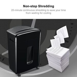 Bonsaii Paper Shredder, 20-Sheet Cross-Cut Paper Shredder for Office Heavy Duty 20-Minutes Shredders with 6.6 Gallon Pullout Basket & 4 Casters for Credit Cards/Mail/Staples/Clips (C222-A)