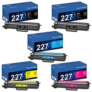 tn227 tn-227bk/c/m/y high yield compatible toner cartridge replacement for brother tn227 tn 227 tn223 compatible with mfc-l3770cdw mfc-l3750cdw mfc-l3710cdw hl-l3270cdw hl-l3210cw printer, 5 pack