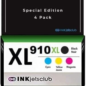 HP 910XL 4 Pack Compatible Ink Cartridge Replacement for High Yield Cartridges. Works for HP OfficeJet Pro 8028 8035 8022 8024 8025 Printers