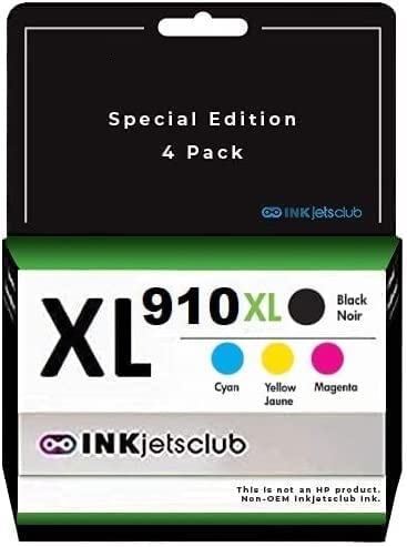 HP 910XL 4 Pack Compatible Ink Cartridge Replacement for High Yield Cartridges. Works for HP OfficeJet Pro 8028 8035 8022 8024 8025 Printers