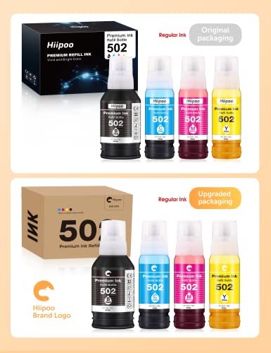 Hiipoo Compatible T502 502 (Not for Sublimation) Ink Refill Bottles for Ecotank ET-2750 ET2760 ET-2803 ET-3750 ET-4750 ET-3760 ET-4760 ET-2850 ET-4850 ET-3700 ET-3710 ET-15000 ET-2800 ST-4000 Printer