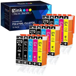 e-z ink (tm compatible ink cartridge replacement for canon pgi-270xl cli-271xl pgi 270 xl cli 271 xl to use with mg6821 ts5020 ts9020 (3 large black,3 small black,3 cyan,3 magenta,3 yellow) 15 pack