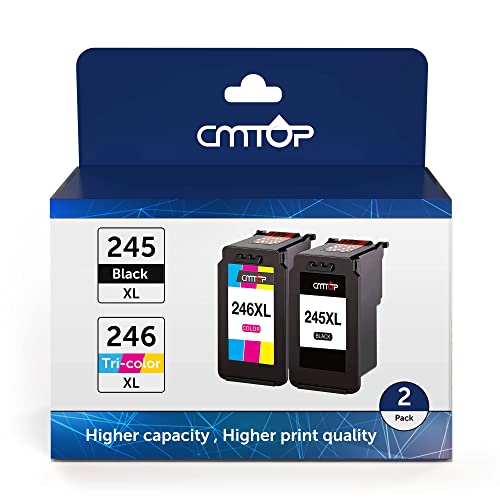 CMTOP Compatible Ink Cartridge Replacement for Canon Ink Cartridges 245 and 246, for Canon PIXMA MG2522 MG2520 MX490 MX492 MG2920 MG2922 IP2820 TS3122 MG2420 MG2922 Printer, 1 Black+1 Tri-Color