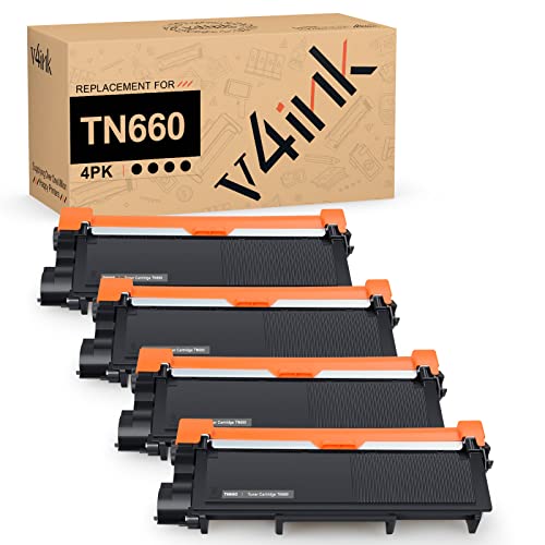 V4INK 4PK Compatible TN-660 Replacement for Brother TN660 TN630 Toner Ink for Brother MFC-L2700DW HL-L2300D L2320D L2340DW L2360DW L2380DW DCP L2540DW L2520DW MFCL2740DW Tray_Toners_Cartridges_Printer