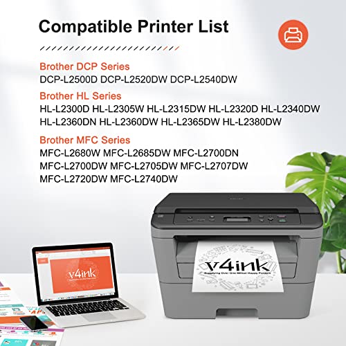 V4INK 4PK Compatible TN-660 Replacement for Brother TN660 TN630 Toner Ink for Brother MFC-L2700DW HL-L2300D L2320D L2340DW L2360DW L2380DW DCP L2540DW L2520DW MFCL2740DW Tray_Toners_Cartridges_Printer