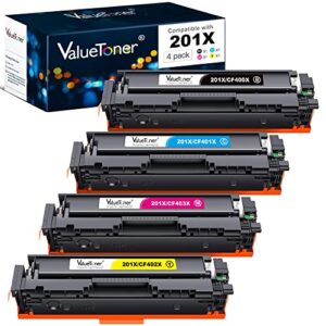 valuetoner compatible toner cartridge replacement for hp 201x 201a cf400x cf401x cf402x cf403x cf400a for color laserjet pro mfp m277dw m252dw m277n m277c6 m252n m277 (black, cyan, magenta, yellow)