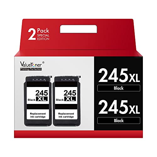 Valuetoner Ink Cartridge Replacement for Canon 245XL PG-245XL PG245XL PG-243 for MX492 MX490 MG3022 MG2522 MG2920 MG2420 MG2520 MG2922 MG2924 MG3029 iP2820 Printer (Black, 2 Pack)