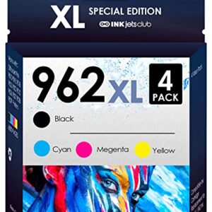 AMAZINK Compatible Replacement Ink Cartridge for HP 962XL Ink. Works with HP OfficeJet Pro 9015 9025 9010 9018 9020 9022 Printers. 4 Pack Black, Cyan, Magenta, Yellow