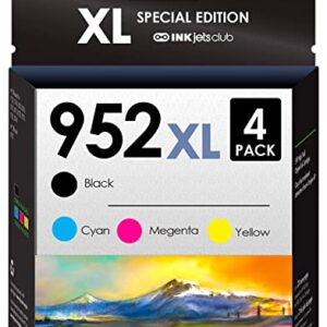 InkjetsClub Compatible Ink Cartridge Replacement for HP 952 XL Black & HP 952 XL Colors. Works with OfficeJet Pro 8710 8720 7720 7740 8210 8702 8715 8725 8730 8740 Printers.