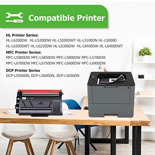 Aztech Compatible Toner Cartridge Replacement for Brother TN 850 TN850 TN-850 TN820 TN-820 HL-L6200DW MFC-L5850DW MFC-L5900DW MFC-L5700DW HL-L5200DW MFC-l5800DW Printer Ink High Yield (Black, 2-Pack)