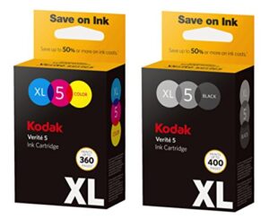 kodak verite 5 replacement inks (al11ca) xl black and color ink jet cartridge bundle compatible with all kodak verite printers