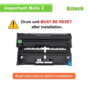 Aztech Compatible Drum Unit Replacement for Brother DR820 DR-820 DR 820 for Brother HL-L6200DW MFC-L5850DW MFC-L5900DW MFC-L6700DW MFC-L5800DW HLL6200DW HL-L5200DW HLL5100DN Printer (Black, 2-Pack)