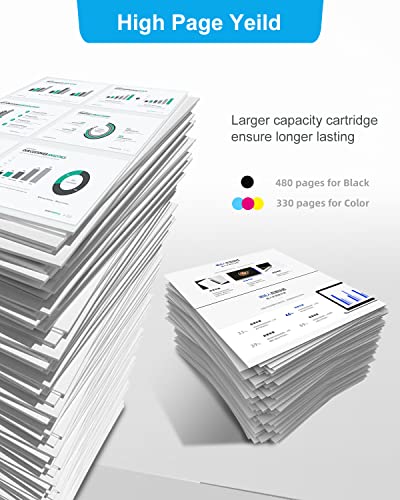 63 XL 63XL Ink Cartridges Remanufactured for HP 63XL Ink Cartridge for HP Printers Envy 4520 4512 4513 4516 Officejet 3830 4650 4652 4655 Envy 4520 4512 Deskjet 1112 3630 3632(1 Black,1 Tri-Color)