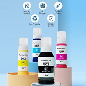 502 High Capacity (5 Bottles) Compatible Refill Ink Bottle Replacement for Epson 502 Ink Refill Bottles (Not Sublimation Ink) Use for EcoTank ET-2850 ET-3830 ET-3850 ET-2760 ET-3760 ET-15000 Printer