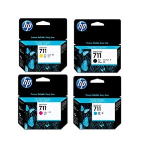 hp 711 ink cartridge bundle consists of hp 711 38-ml black ink cartridge, p 711 29-ml cyan ink cartridge, p 711 29-ml magenta ink cartridge, p 711 29-ml yellow ink cartridge