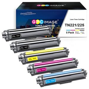 gpc image compatible toner cartridge replacement for brother tn221 tn225 compatible with mfc-9130cw mfc-9340cdw mfc-9330cdw hl-3170cdw hl-3140cw printer tray (2 black,1 cyan,1 magenta,1 yellow)