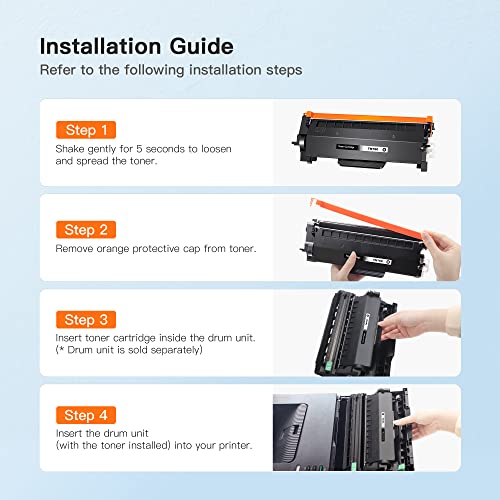 E-Z Ink (TM) Compatible Toner Cartridge and Drum Unit Replacement for Brother TN760 TN-760 TN730 TN-730 DR730 to use with HL-L2350DW MFC-L2710DW Printer (2 Toner Cartridge, 1 Drum Unit, Black)