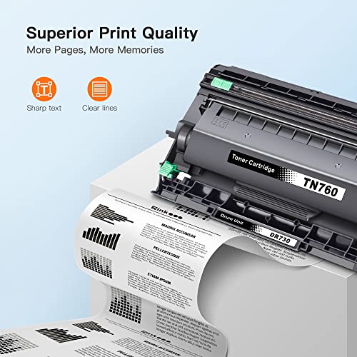 E-Z Ink (TM) Compatible Toner Cartridge and Drum Unit Replacement for Brother TN760 TN-760 TN730 TN-730 DR730 to use with HL-L2350DW MFC-L2710DW Printer (2 Toner Cartridge, 1 Drum Unit, Black)