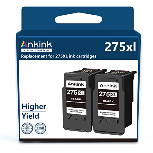 Ankink 275XL Remanufactured Ink Cartridge Replacement 275 Black XL PG275 for Canon PG-275 Compatible with Canon PIXMA TS3520 TS3522 TS3500 TR4720 TR4700 Printers (2 Pack)